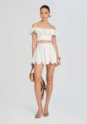 Azulu Nela Off-the-shoulder Linen Top