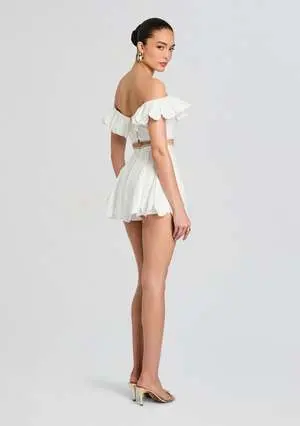 Azulu Nela Off-the-shoulder Linen Top - Ivory
