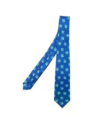 Kiton Geometric Print Neck Tie - Blue