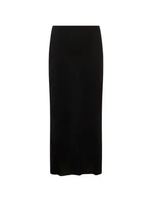 JIL SANDER Fine-knit Semi-sheer Midi Skirt - Black