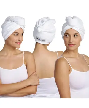 TURBIE TWIST 3-pack Cotton Hair Towel Wraps - White