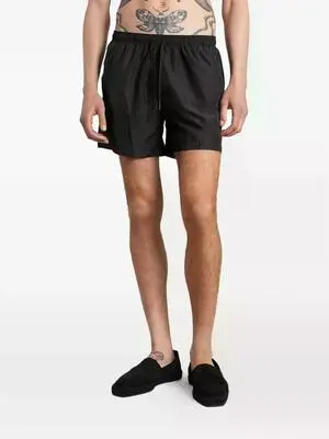 Tagliatore Swim Shorts With Logo Patch - Black