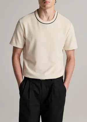 Vince Tipped Pima Cotton Piqué T-shirt - Blanco
