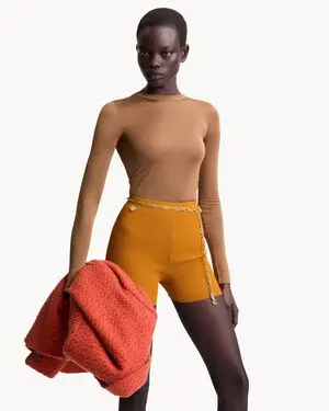 Saint Laurent Rib-knit Cycling Shorts - Curcuma