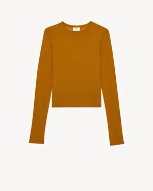 Saint Laurent Cassandre Sheer Top In Knit - Curcuma