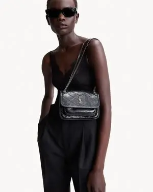Saint Laurent Niki Mini Bag In Vintage Leather - Black
