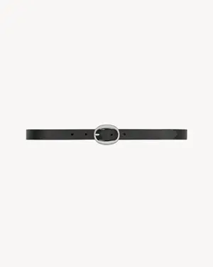 Saint Laurent Oval Buckle Smooth Leather Belt - Black