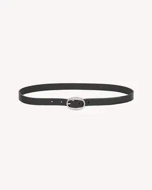 Saint Laurent Oval Buckle Smooth Leather Belt - Black