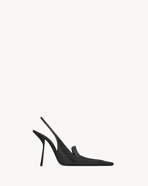 Saint Laurent Voltaire Slingback Pumps In Glazed Leather - Black