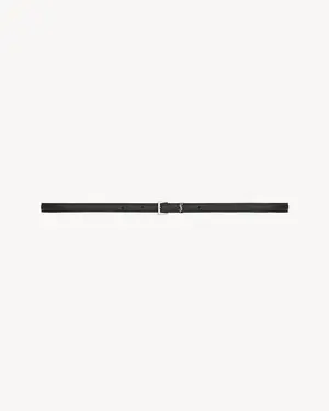 Saint Laurent Cassandre Extra Thin Belt In Smooth Leather - Black