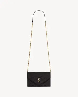 Saint Laurent Chain Wallet In Satin - Black