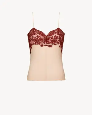 Saint Laurent Silk Satin Laced Camisole - Peche