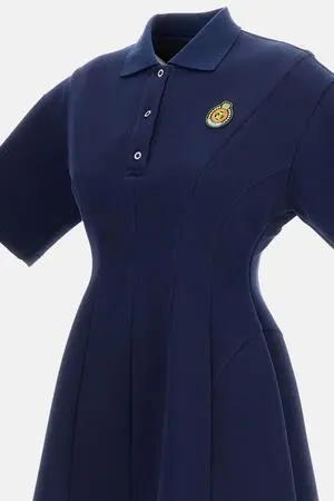 Anrealage Cotton Polo Dress With Flared Skirt And Appliqué Detail