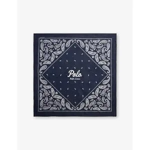 Polo Ralph Lauren Branded Paisley Cotton Bandana 68.5cm X 68.5cm - Navy