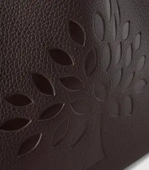 Mulberry Leather Tote Bag With Tree Motif - Black