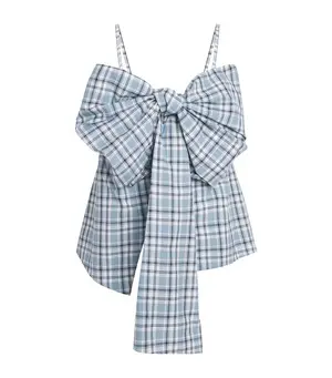 Acne Studios Cotton Check Bow Blouse