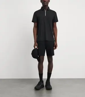 Rlx Ralph Lauren Quarter-zip Polo Shirt - Black