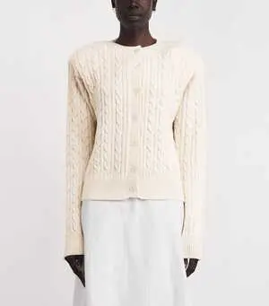 RÓHE Merino Wool-cotton Cable Knit Cardigan