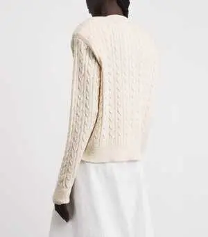 RÓHE Merino Wool-cotton Cable Knit Cardigan