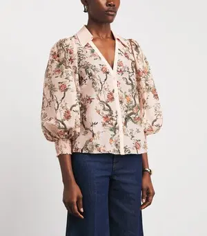Alice + Olivia Charis Floral Cotton-silk Blouse - Pink