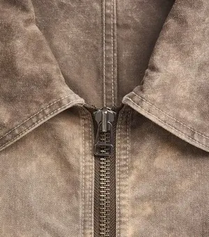 Issey Miyake S Cotton Elements Jacket With Classic Collar And Zip Up Closure