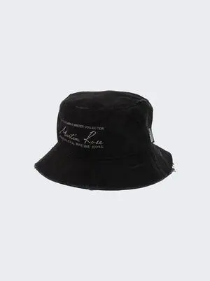 Martine Rose Distressed Logo Bucket Hat - Black
