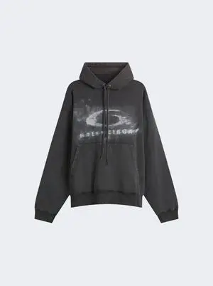 Balenciaga Oversized Graphic Print Hoodie - Black
