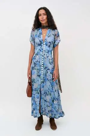 Rixo Novara Chelsea Floral Maxi Dress - Blue