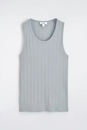 Cos Slim-fit Wide-rib Cotton Tank Top - Gray