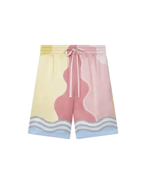Casablanca Soleil Levant Silk Shorts - Multicolor