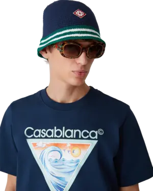 Casablanca Striped Crochet Bucket Hat