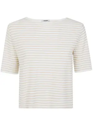 BASE T-shirt Striped Linen & Cotton Blend, Short Sleeve, Round Neck, Made In Italy