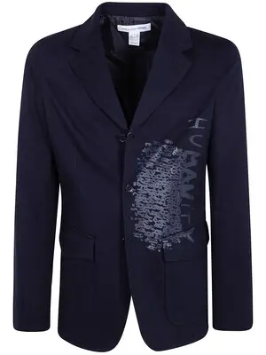 Comme Des Garçons Fitted Blazer With Graphic Detail - Blue