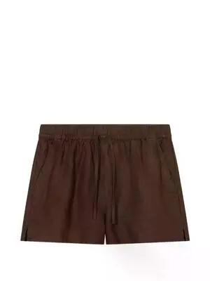 Closed Dark Linen Drawstring Shorts