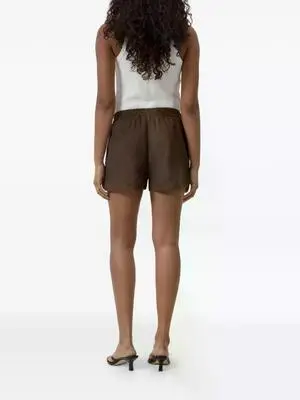 Closed Dark Linen Drawstring Shorts
