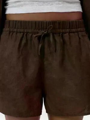 Closed Dark Linen Drawstring Shorts