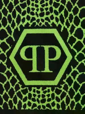 Philipp Plein Python-print Hexagon-logo Beach Towel
