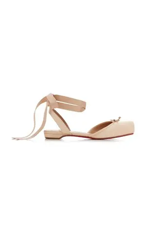 CHRISTIAN LOUBOUTIN Cassia Lace-up Satin Ballet Flats - Neutral