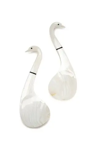 GOHAR WORLD Set-of-two Swan Mother-of-pearl Serving Spoons - White