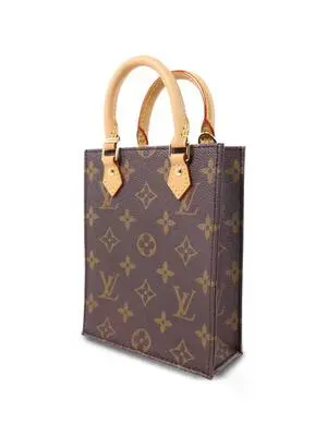 LOUIS VUITTON Petit Sac Plat Monogram Tote Bag - Brown