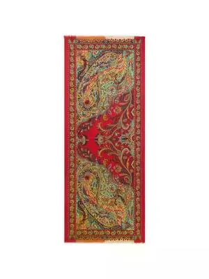 Etro Paisley-print Fringed Cashmere Scarf - Red