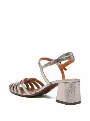 Chie Mihara Voku Metallic Cage Sandals - Silver