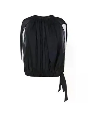 SEMICOUTURE Gathered Sleeveless High Neck Blouse