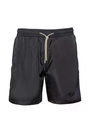 LOW BRAND Logo Patch Drawstring Swim Shorts - Black