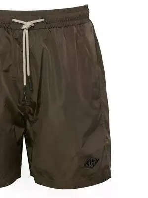 LOW BRAND Drawstring Swim Shorts With Logo Patch - Green