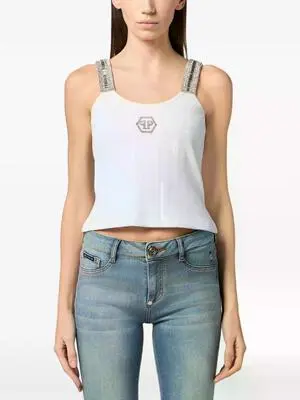Philipp Plein Rhinestone Appliqué Ribbed Tank Top