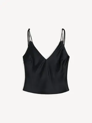 BY MALENE BIRGER By Malene Birger Pasca Satin Cropped Top With V-Neck