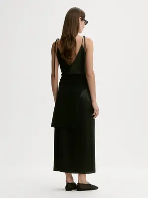 BY MALENE BIRGER Pasca Satin Cropped Top With V-neck - Black