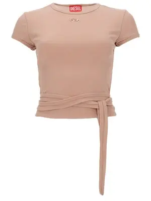 DIESEL® T-shirt A Costine Con Lacci - Pink