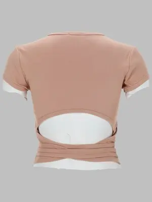 DIESEL® Ribbed T-shirt With Front Tie Detail